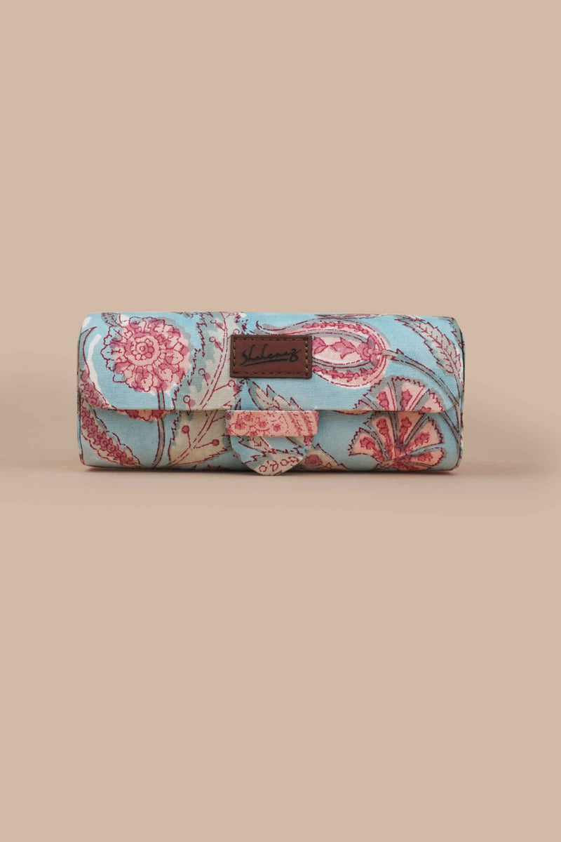 Buy Blue Lagoon Hand Block Printed Pink Spectacle Case Online | Shahenaz India
