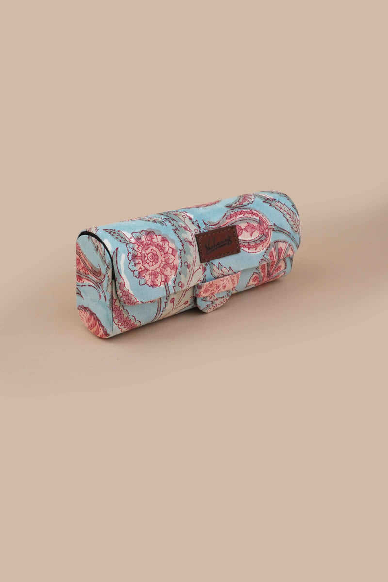 Buy Blue Lagoon Hand Block Printed Pink Spectacle Case Online | Shahenaz India