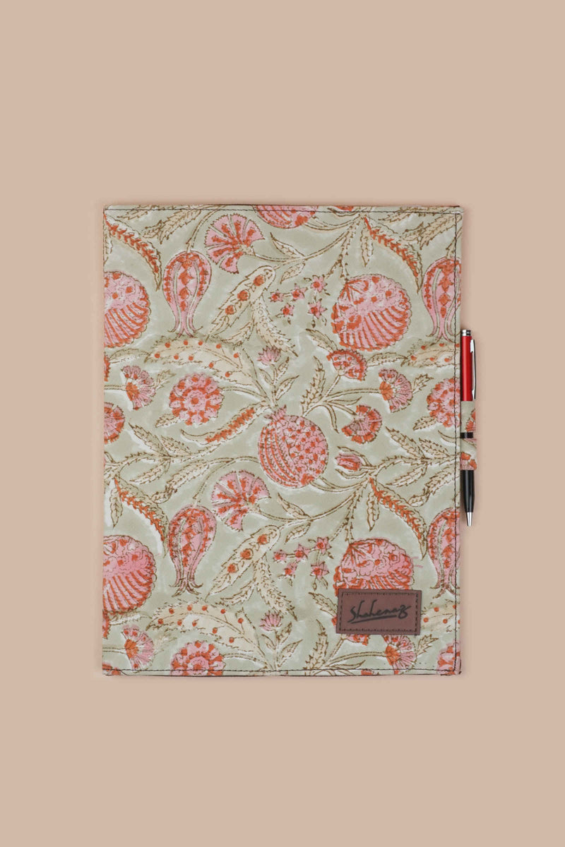 Buy Peruvian Pomegranate Hand Block Printed Pink File Folder Online | Shahenaz India