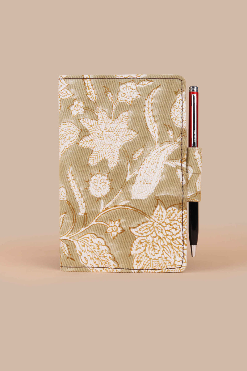 Buy Hand Block Printed Green Diary Online | Shahenaz India