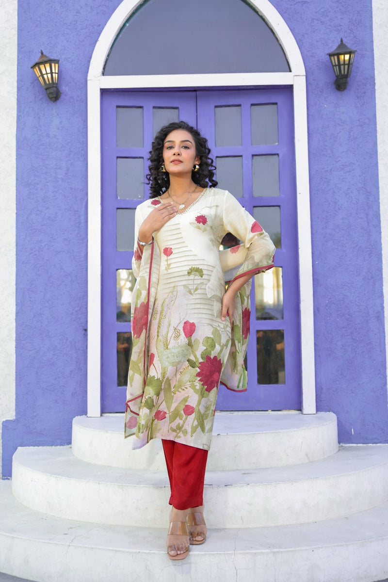 Buy Fazlin Gul Bahar Offwhite Kurta Set With Dupatta Online | Shahenaz ...