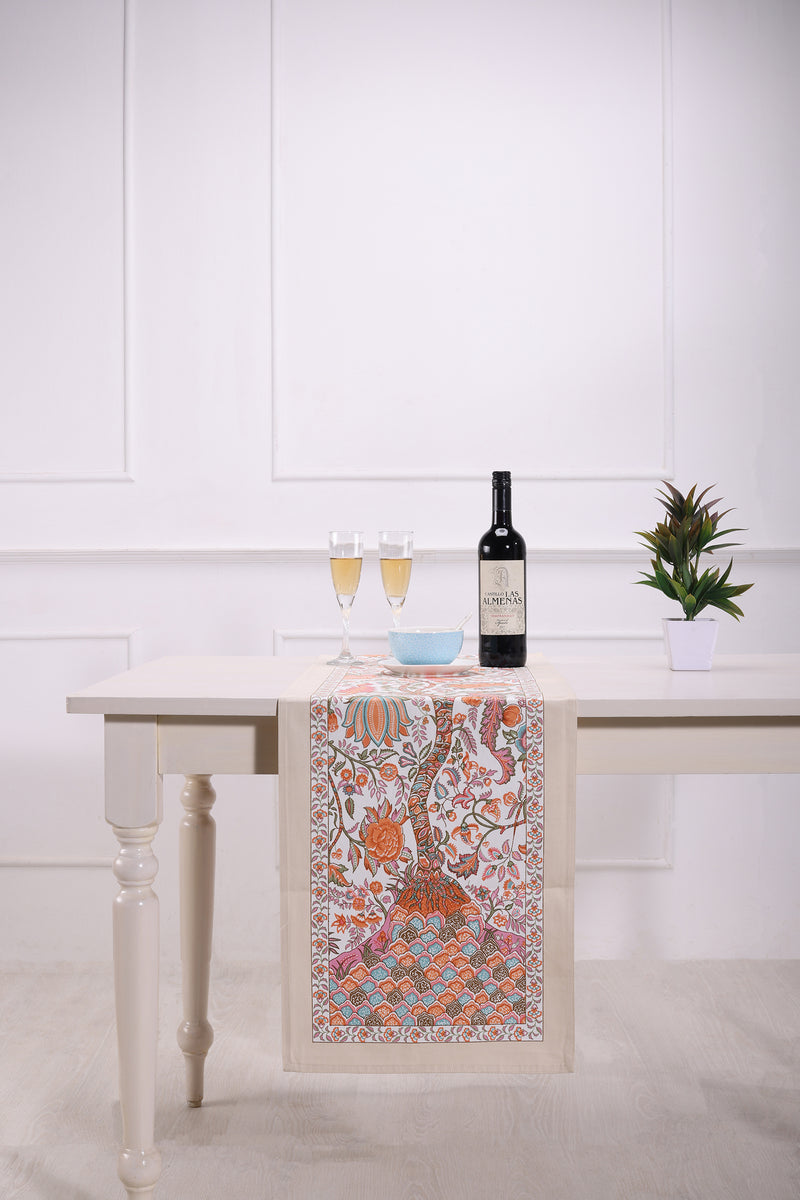 "Tree Of Life D2 Printed Orange Table Runner - Nature-inspired Warmth ...