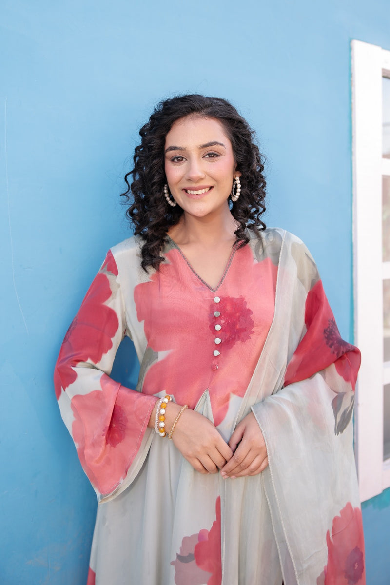 Buy Fazlin Gilisha Grey Kurta Set With Dupatta - Stylish Grey Ensemble ...