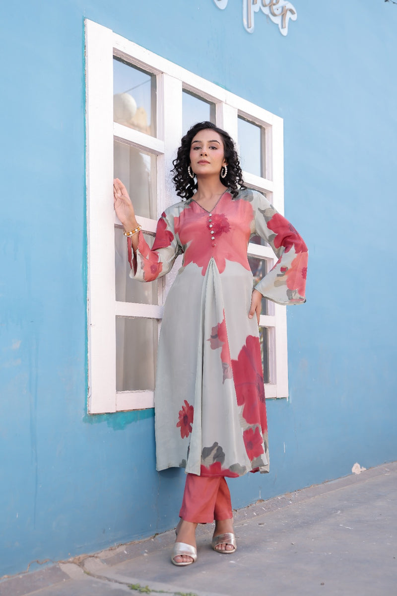 Buy Fazlin Gilisha Grey Kurta Set: Stylish Kurta with Dupatta Online ...