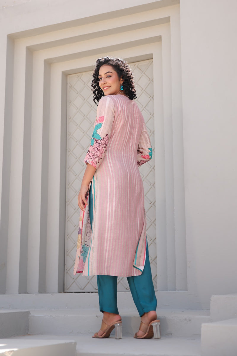 Buy Fazlin Gul Mina Pink Kurta Set: Indian Women's Cotton Kurta ...