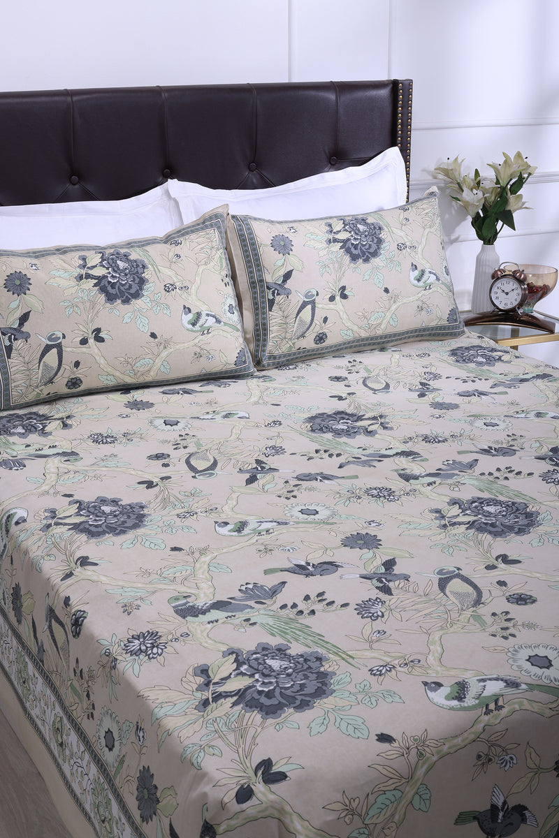 Buy Rama Paisley Beige Cotton Bedsheet_Shahenaz Online | Shahenaz India