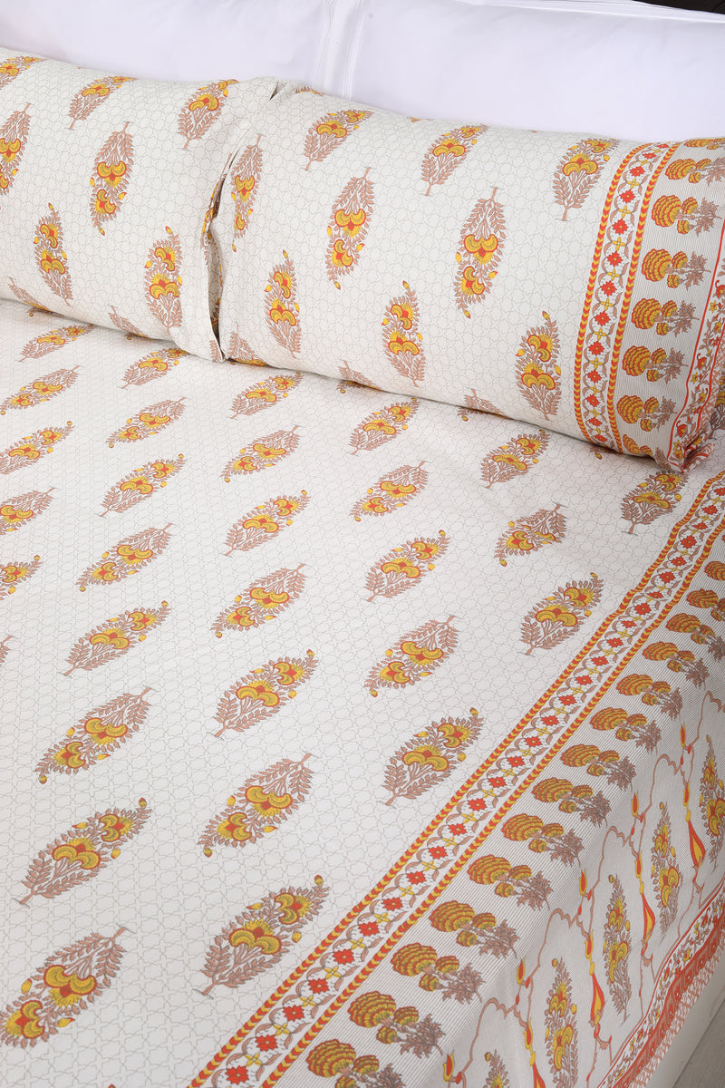 Buy Zainab Booti Flower Cotton Bedsheet - Shahenaz Online | Shahenaz India