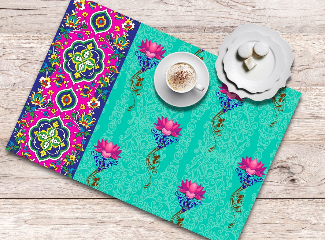 Buy Ornamental Lotus Printed Table Mats Online | Shahenaz India