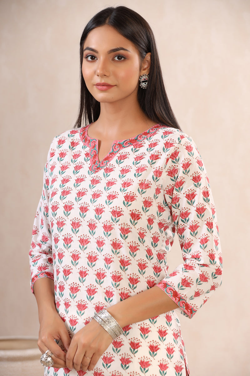Buy Rozana Persa Kamal Booti Straight Cotton Kurta-Shahenaz Online ...